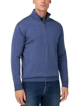 Boggi Milano Extra Fine Merino Wool Half Zip Sweater - Indigo