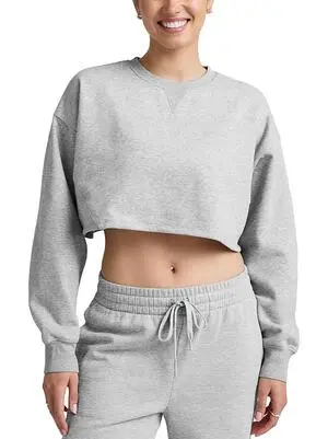 Beyond Yoga Luxe Fleece Cropped Sweatshirt - Light Heather