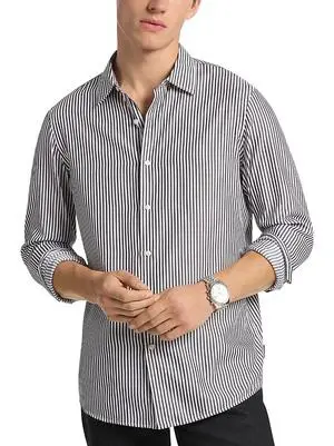 Michael Kors Classic Stripe Button Up Shirt - Black