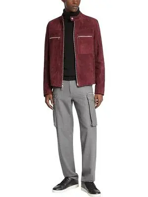 Michael Kors Suede Racer Jacket - Oxblood