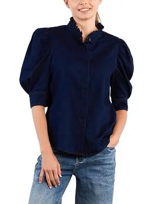 BILLY T Puff Sleeve Shirt True Indigo