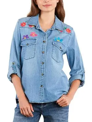 BILLY T Floral Shirt - Denim