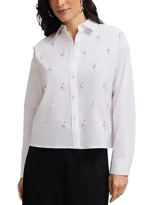 Foxcroft Marina Pearl Shirt - White
