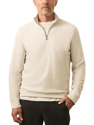 Faherty Brand Textured Knit Quarter Zip Sweater - Snow Grey Heather