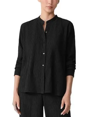 Eileen Fisher Mandarin Collar Shirt - Black