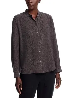 Eileen Fisher Mandarin Collar Shirt - Rye
