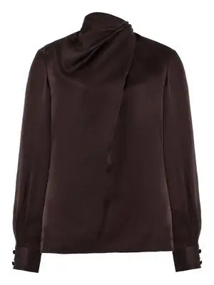 Gabriela Hearst Marcela Draped Silk Top - Brown