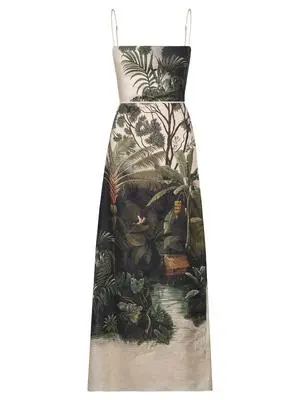 Johanna Ortiz Linen Maxi Dress - Print