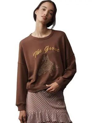The Great. Teammate Graphic Crew-neck Sweatshirt - Umber