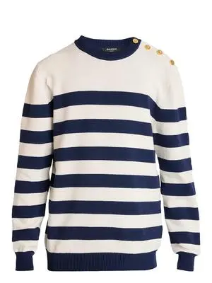Balmain Striped Cotton-blend Sweater - Natural/na