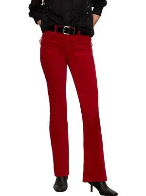Sanctuary High Waist Bootcut Velveteen Trousers - Cherry Red