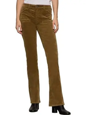 Sanctuary High Waist Bootcut Velveteen Trousers - Dirty Martini