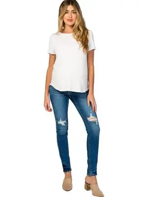 PINKBLUSH Distressed Maternity Jeans With Side Inserts