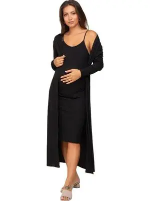 PINKBLUSH Ribbed Cardigan 2-piece Set - Black
