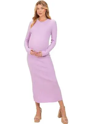 PINKBLUSH Fitted Midi Sweater Dress - Lavender