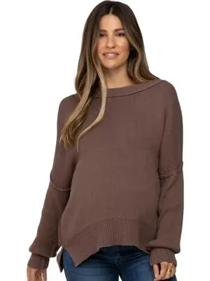 PINKBLUSH Exposed Seam Side Slit Maternity Sweater