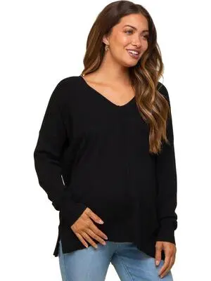 PINKBLUSH Long Sleeve Maternity Sweater - Black