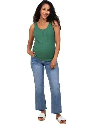 PINKBLUSH High Rise Ankle Straight Maternity Jeans - Blue
