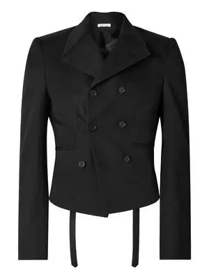 Alexander McQueen Double-breasted Asymmetric Wool-gabardine Blazer - Black