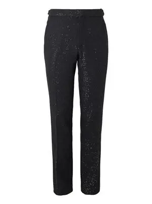 TOM FORD Tapered Sequin-Embellished Wool-Blend Bouclé Trousers