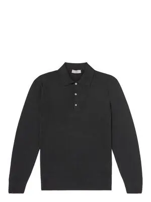Canali Wool Polo Shirt - Black