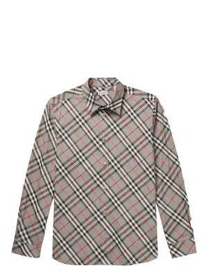 Burberry Checked Cotton-poplin Shirt - Neutrals