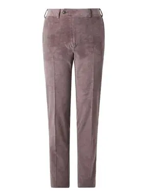 Canali Tapered Cotton-blend Corduroy Trousers - Pink