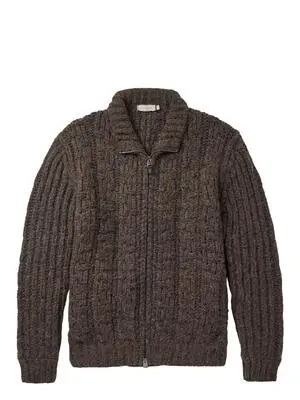 Canali Basketwoven Alpaca-blend Zip-up Cardigan - Brown