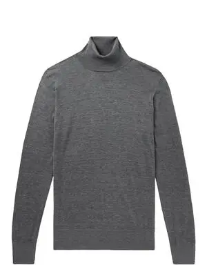 Brunello Cucinelli Silk And Cotton-blend Rollneck Sweater - Gray