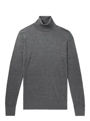 Brunello Cucinelli Silk And Cotton-blend Rollneck Sweater - Gray