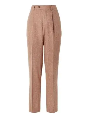 Brunello Cucinelli Straight-leg Herringbone Wool-cashmere Trousers - Orange
