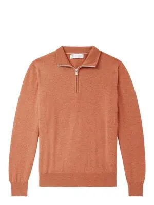 Brunello Cucinelli Cashmere Half-zip Sweater - Orange