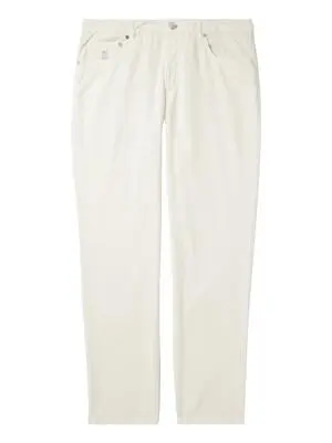 Brunello Cucinelli Slim-fit Cotton-corduroy Trousers - Neutrals
