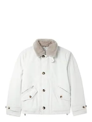 Brunello Cucinelli Shearling-trimmed Shell Jacket - White
