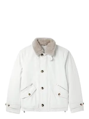 Brunello Cucinelli Shearling-trimmed Shell Jacket - White