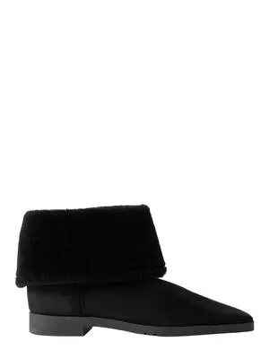 TOTÊME Shearling-trimmed Suede Ankle Boots - Black