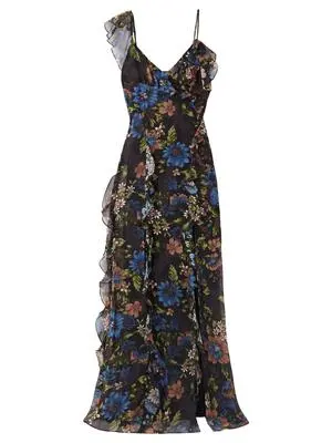 Veronica Beard Madeline Floral-print Silk-voile Maxi Dress - Blue