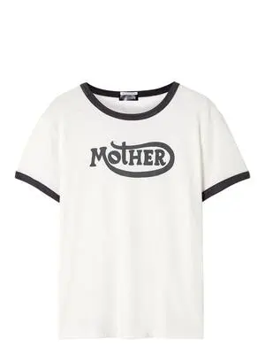 MOTHER The Lil Goodie Printed Cotton-blend Jersey T-shirt - White