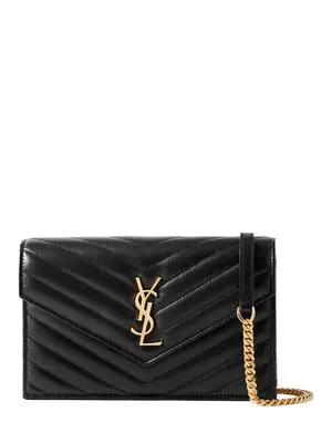 Saint Laurent Cassandre Envelope Matelassé Leather Shoulder Bag - Black