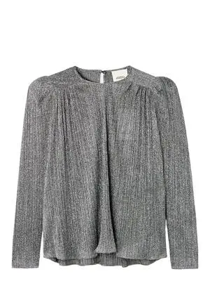 Isabel Marant Eylia Gathered Lamé Blouse - Silver