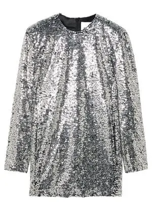 Isabel Marant Heliane Embellished Tulle Mini Dress - Silver