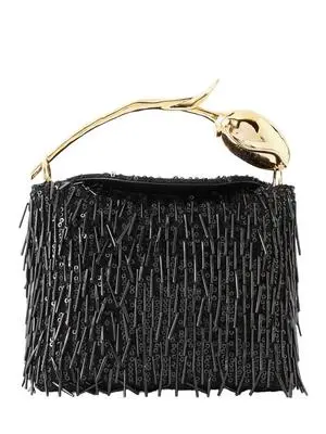 Erdem Bloom Mini Embellished Mesh Clutch - Black