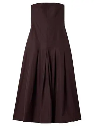 KALLMEYER Maeve Pleated Wool-blend Twill Midi Dress - Brown