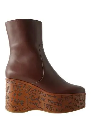 Chloé Maxime Leather Ankle Boots - Brown