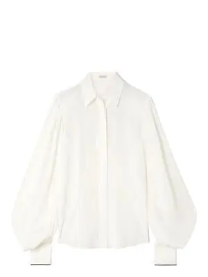Brunello Cucinelli Bead-embellished Silk Shirt - White