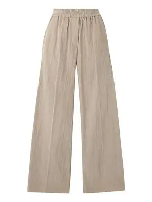 Brunello Cucinelli Gathered Cotton-blend Corduroy Wide-leg Pants - Neutrals