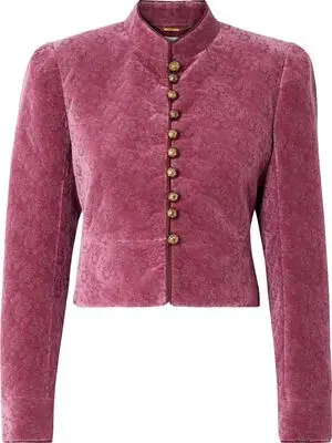 Chloé Cropped Embroidered Cotton-velvet Jacket - Pink