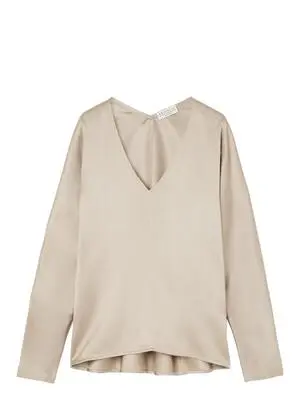 Brunello Cucinelli Silk-satin Blouse - Brown