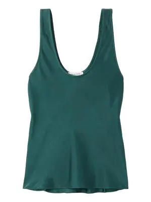 ANINE BING Lea Silk-satin Tank - Green