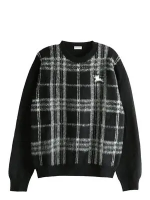 Burberry Check Crew Neck Sweater - Black
